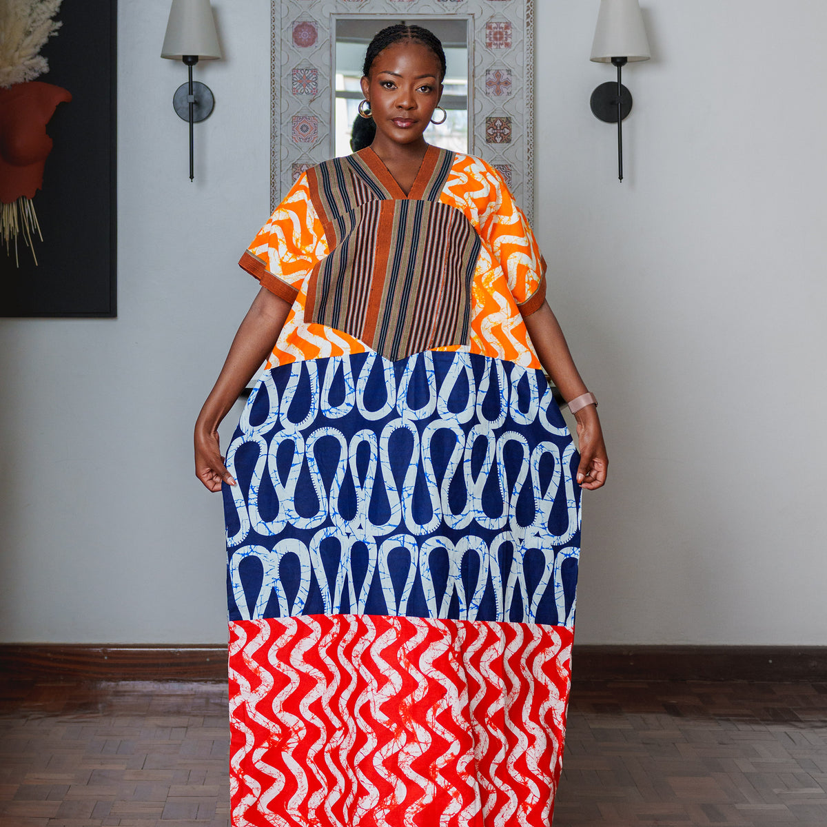 Multicoloured Aso oke Boubou-Burnt orange Aso oke – African Inspired